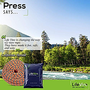 Arborist Tree Rope, Bull Rope, 18 KN, Static Rope, Tree Rope, 32 Strand, 1/2 Inch Diameter, 150 Foot, Double Braided, Orange, Blue, & Black