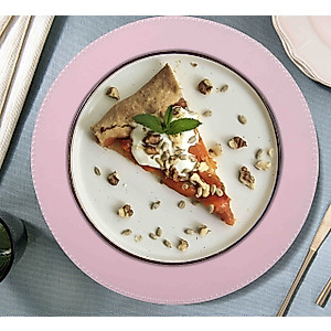 Palais Dinnerware 'Plaque De Charge' Collection - 13" Elegant Charger Plate (4, Pink with Bead Finish)