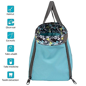 Cinf Cat Nail Clipping Cleaning Grooming Restraint Bag （Free Muzzle） No Scratching Biting for Bathing Nail Trimming Injecting Examining Blue,M