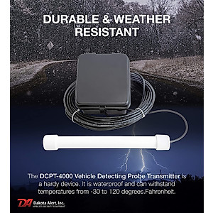 Dakota Alert Driveway Alarm Sensor - DCPA-4k Plus Driveway Alarms Wireless Outside Weatherproof Alert System, 1-Mile-Long Range Sensors, Receiver & Vehicle Detecting Probe Transmitter & 50' Wire