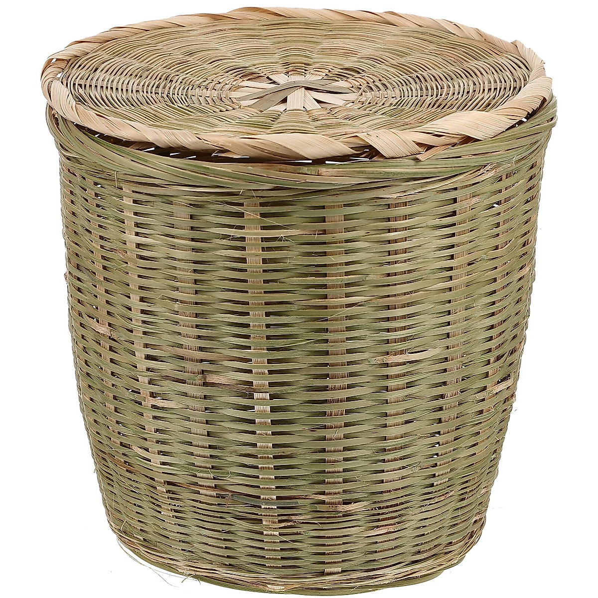 Luxshiny Wicker Waste Basket with Lid Bamboo Woven Trash Can Garbage Container Bins Flower Basket for Bathroom Kitchen Home Office