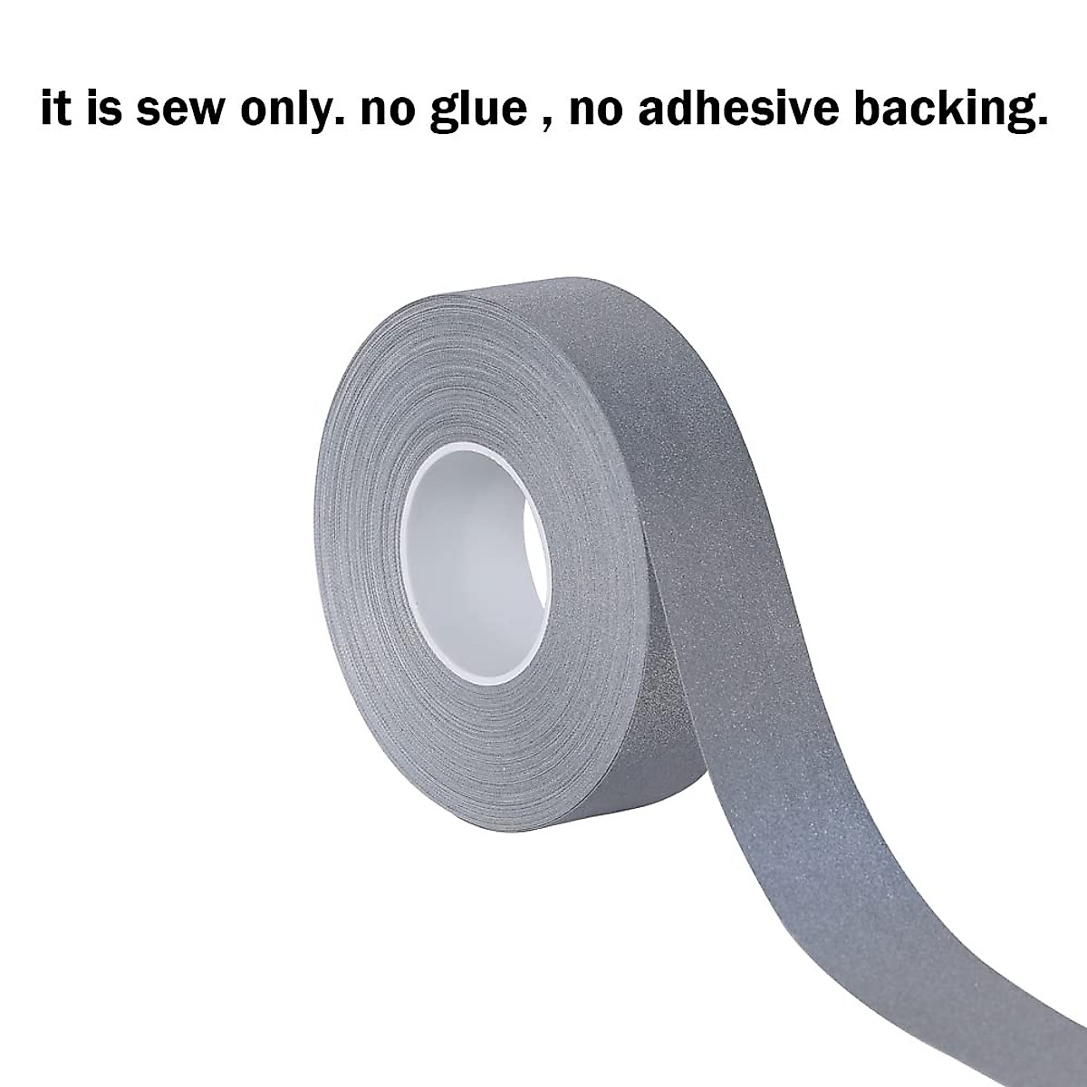 NOZUONO High Visibility Silver Reflective Fabric Tape Strips DIY Edging for Clohting Sew On (1 in x 20yd)