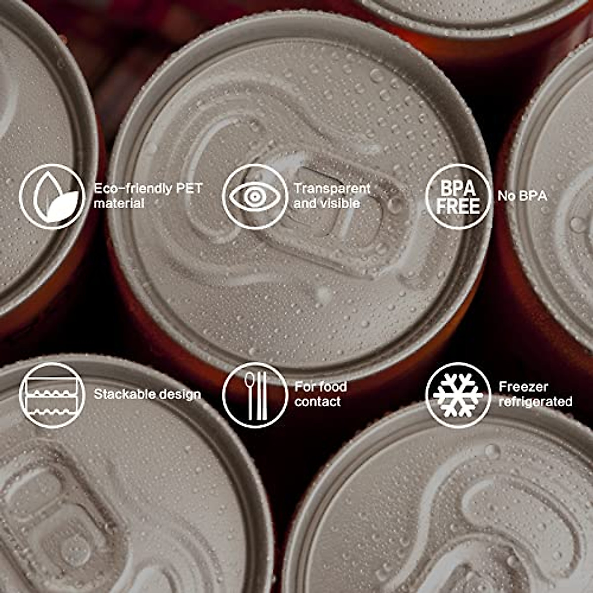 Set of 2 Can Drink Holder for Fridge Bin Organizer & Storage Can Dispenser for Refrigerator, Freezer, Countertop, Cabinets & Pantry