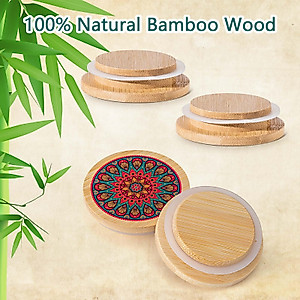 Beeveer 8 Pcs Bamboo Mason Jar Lids Regular Mouth Storage Yogurt Jar Lids with Airtight Silicone Sealing Rings Reusable Round Canning Lids(2.76 Inch)