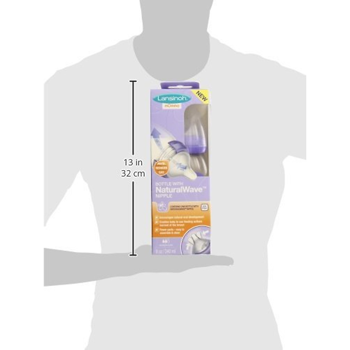 Lansinoh mOmma Breastmilk Feeding Bottle with NaturalWave Nipple, 8 Ounce, BPA