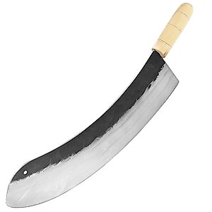 healinnova Carbon Steel Handmade Forged Gourmet Professional Chef Butcher Chopping Curved Mincing Knife Kebab Meat Mezzaluna Herb Big Blade Kitchen Cleaver (19.7 in / 50 cm)