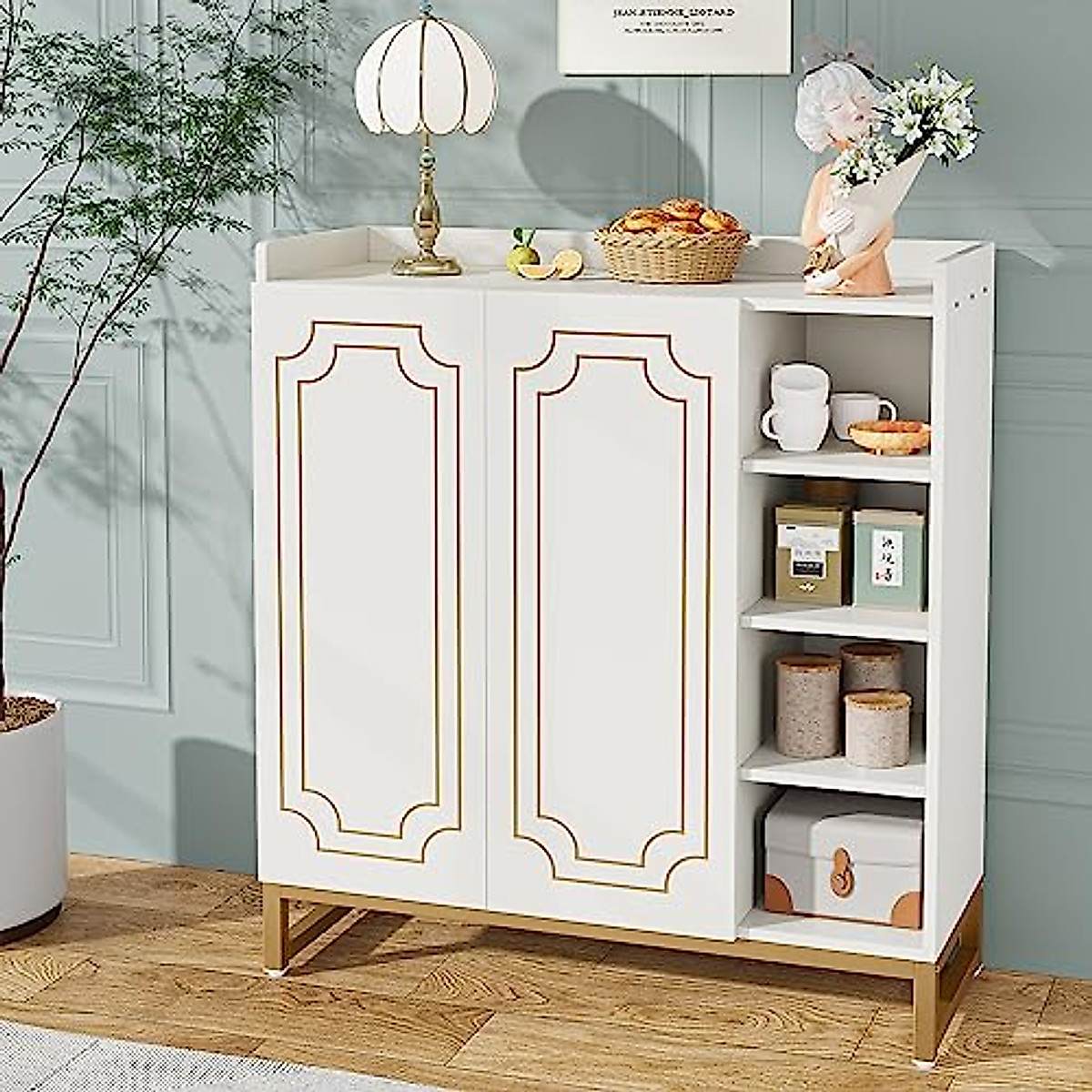 Tribesigns Shoe Cabinet with Doors, White Shoe Storage Cabinet with Adjustable Shelves, 20 Pair Shoe Rack Organizer, Freestanding Shoe Closet for Entryway, Hallway, Bedroom, Living Room