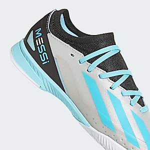 adidas X Crazyfast Messi.3 Indoor Sneaker, Silver Metallic/Bliss Blue/Core Black, 5.5 US Unisex Big Kid
