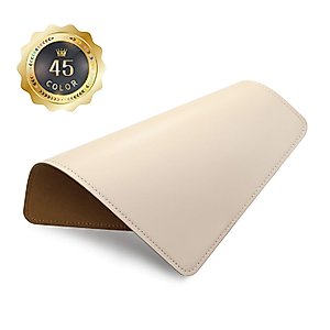Mouse Pad, PU Mouse Pad，Leather Mouse Pad with Stitched Edge Micro-Fiber Base with Non-Slip Waterproof，Mouse Pad for Computers，Laptop, 8x11Inch (Milky White)