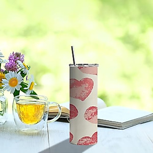 Medpol love kisses valentines insulated tumblers coffee cup Gift，love kisses valentines Drinking Glasses-Tea Cup-Coffee Mug tumbler with lid and straw 20 oz insulated tumbler cups