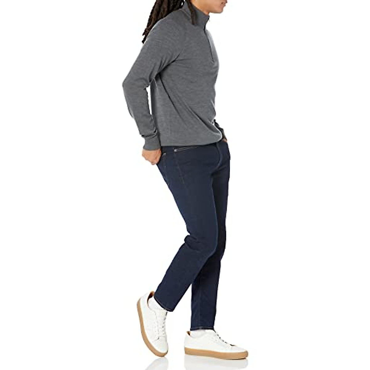 Amazon Aware Men's Regular-Fit Merino Wool Half-Zip Sweater (Available in Tall), Charcoal Heather, Large