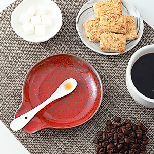 KQRIV Ceramic Spoon Rest for Stove Top - Red Spoon Rest for Kitchen Counter, Heat Resistant Cooking Utensil Rest - Dishwasher Safe -Modern Kitchen Decor