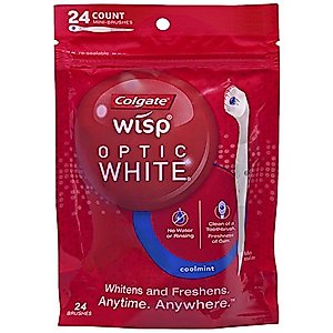 Colgate Optic White Wisp Disposable Mini Toothbrush, Cool Mint - 24 Count