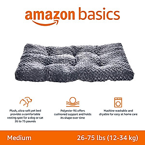 Amazon Basics Cat and Dog Bed and Crate Pad, Machine Washable, Indoor, 35 x 23 x 3 inches, Gray