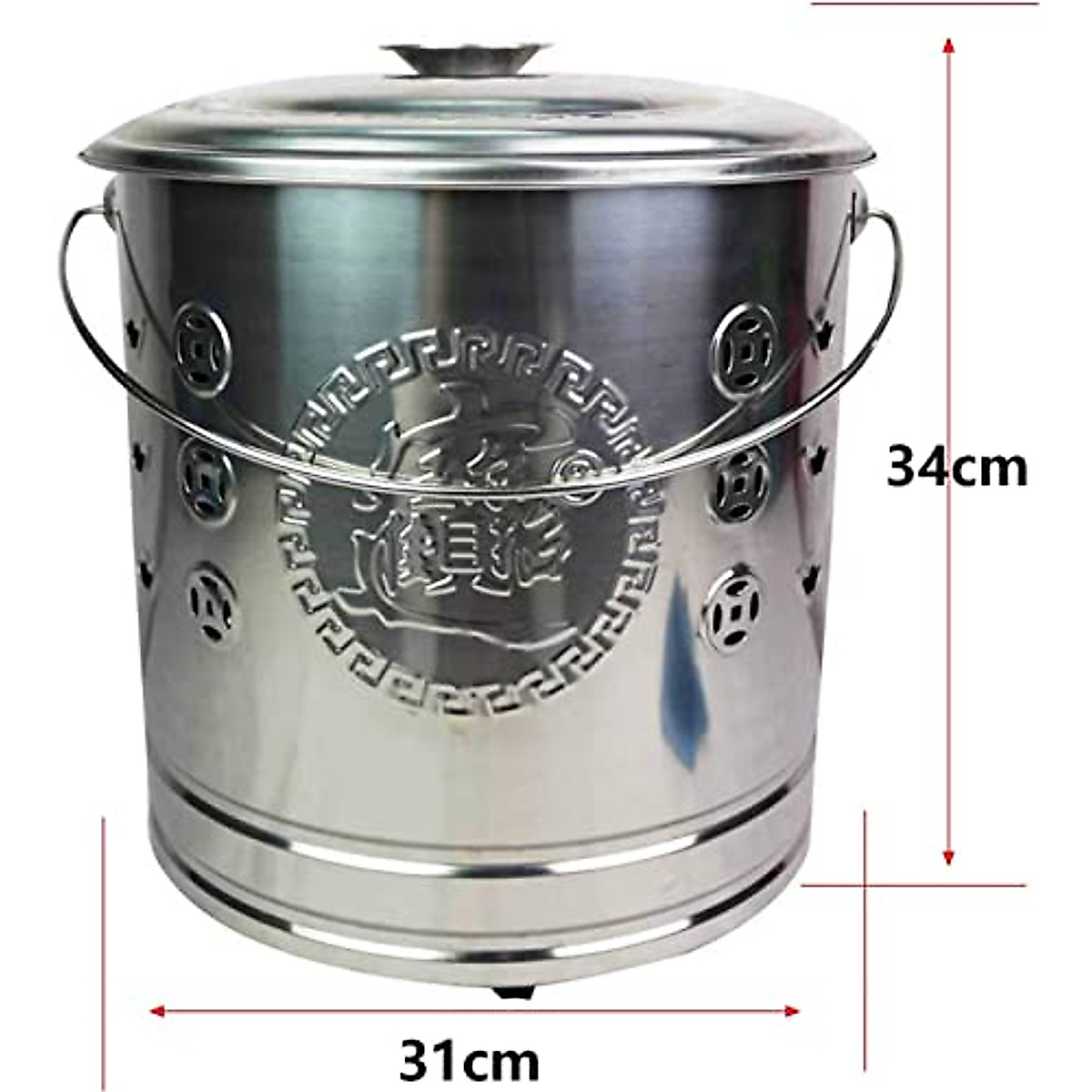 LUCKSHINE Garden incinerator, Stainless Steel Burning Barrel, Steel Fireproof cage, with Inner Tank, can Burn Garbage, Paper, Leaves (Color : Gold, Size : 31cmx34cm)