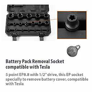 External Torx Plus Socket Set 19 Pc,6 Point EP Socket 1/4 '' EP4-EP8,3/8'' EP10-EP16,1/2'' EP18-EP32,5 Point EP Socket 1/2'' EP8.8 Dr E-Torx Plus set
