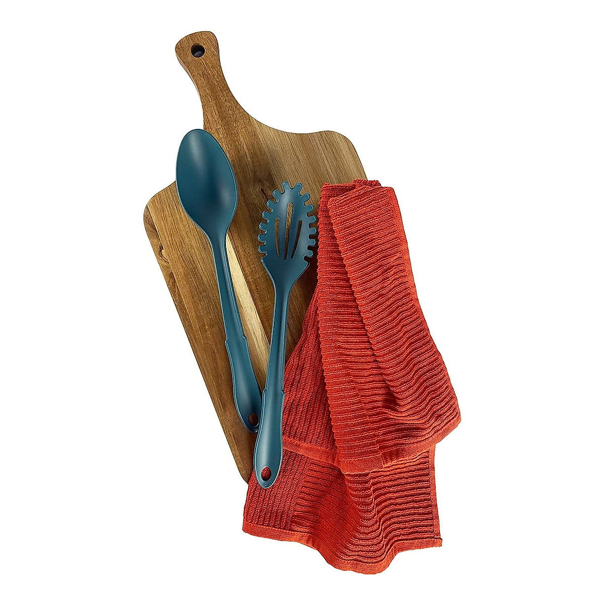 Wisconic 8-Piece Utensil Set - Plastic, Durable Kitchenware, Dishwasher Safe, Heat Resistant Up To 400F - Includes Turner, Spoon, & More - Made in the USA - Prussian Blue