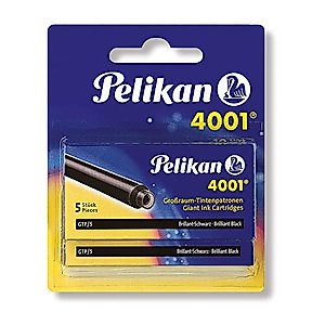 Pelikan 4001 GTP/5 Ink Cartridges for Fountain Pens, Brilliant Black, 1.4ml, 10 Pack (330860)