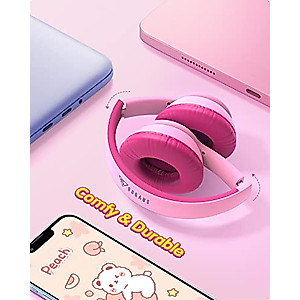 DOQAUS Wired Headphones for Kids, Kids Headphones with Microphone & Volume Limiter & Shareport, Gift for Children/Girls/Boys/Teens, 3.5mm Jack for Cellphones/Computer/Kindle/Tablet/School/Travel(Pink)