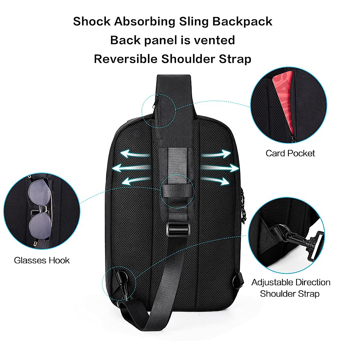 OIWAS One Strap Backpack Men - 14 Inch Sling Bag Boys Single Strap Backpack Lightweight Women Large Crossbody Shoulder Bag