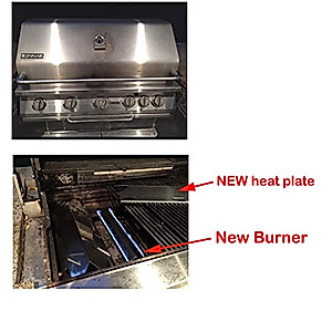 Direct Store Parts Kit DG224 Replacement for Jenn Air Gas Grill Repair Kit Gas Grill Burner and Heat Plate- 4 Pack (Cast Iron Burner + Stainless Steel Heat Plates)