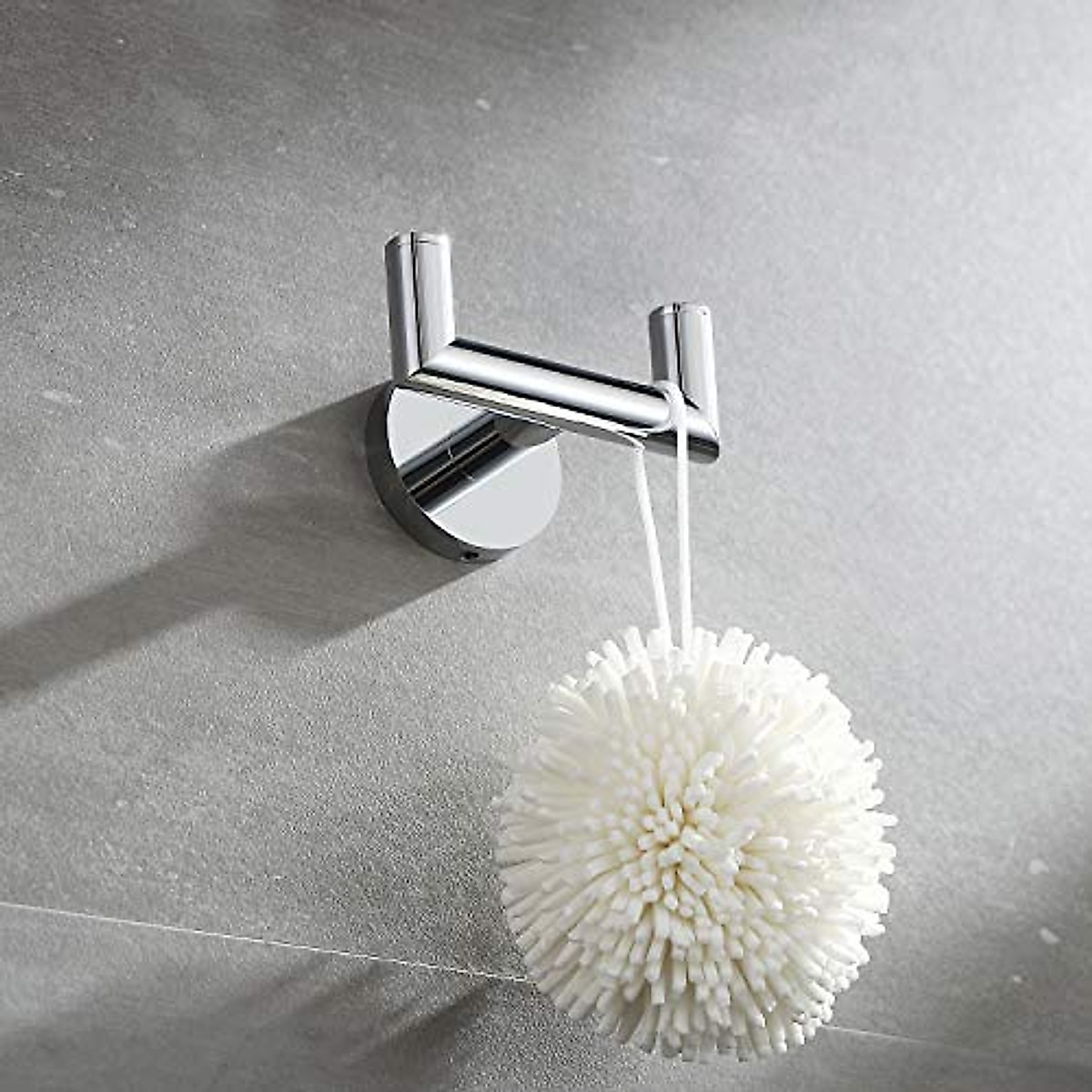 BUVELOT Robe Hook, Double Towel Hook, Wall Mounted Brass Hooks for Bathroom Kitchen Garage,Chrome,077020-CR,Leo Series