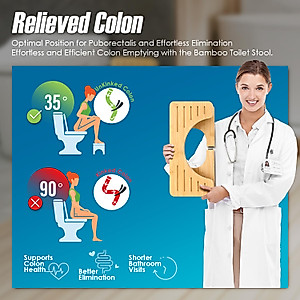 Toilet Stool for Adult and Kids, 8 Inches Toilet Squat Stool for Bathroom Foldable Bamboo Toilet Foot Potty Poop Stool with Non-Slip Pads - Improved Bowel Movement (Natural Color)