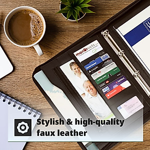 H&S Portfolio Folder A4 - Zipped Conference Folder - Faux Leather Folder for Documents with Ring Binder - A4 Organiser Folders - Work or Business Document Holder Padfolio Case