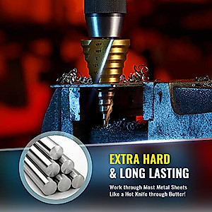 ZELCAN Large HSS Spiral Groove Step Drill Bit, 12 Sizes Titanium High Speed Steel 1/4" to 2-3/8" Drill Bit for Sheet Aluminium Metal Wood Hole Drilling, Big Multiple Hole Stepped Up Bit for DIY Lovers