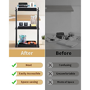 KATHY&BOB Bathroom Countertop Organizer, Make-up Desk Organization, Dressing Shelf Desktop Storage for Bathroom Cosmetic Dorm Kitchen Living Room, Multipurpose Cubicle Display Rack (Black, 3 Tiers)