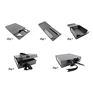 SKETCHGROUP Luxury Gift Box with 2 Satin Ribbon and Magnetic Closure (A4, Black)