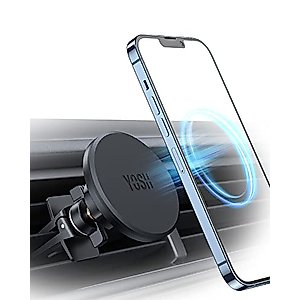 YOSH Mag-Safe Car Mount Air Vent, Car Phone Holder iPhone Magnetic Phone Car Mount Magnet Phone Holder for Cars, for iPhone 14/13/12 Series & MagSafe Case with Double Lock Clip Without Metal Plates