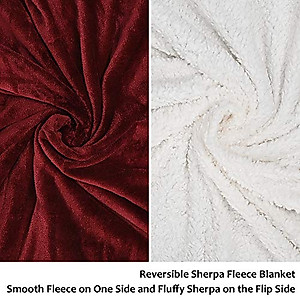 Catalonia Sherpa Wearable Blanket with Sleeves & Foot Pockets for Adult Women Men, Comfy Snuggle Wrap Sleeved Throw Blanket Robe, Gift Idea, Wine