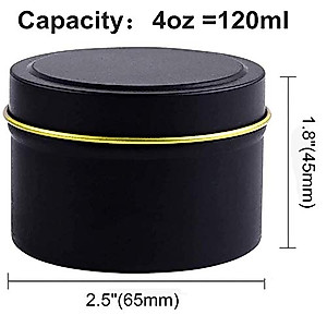 SONVIIBOX 24 Pieces Black Candle Tins 4oz, Candle Jars,Bulk Candle Containers for Candle Making,Storage Jars,DIY Candle Making (Black)