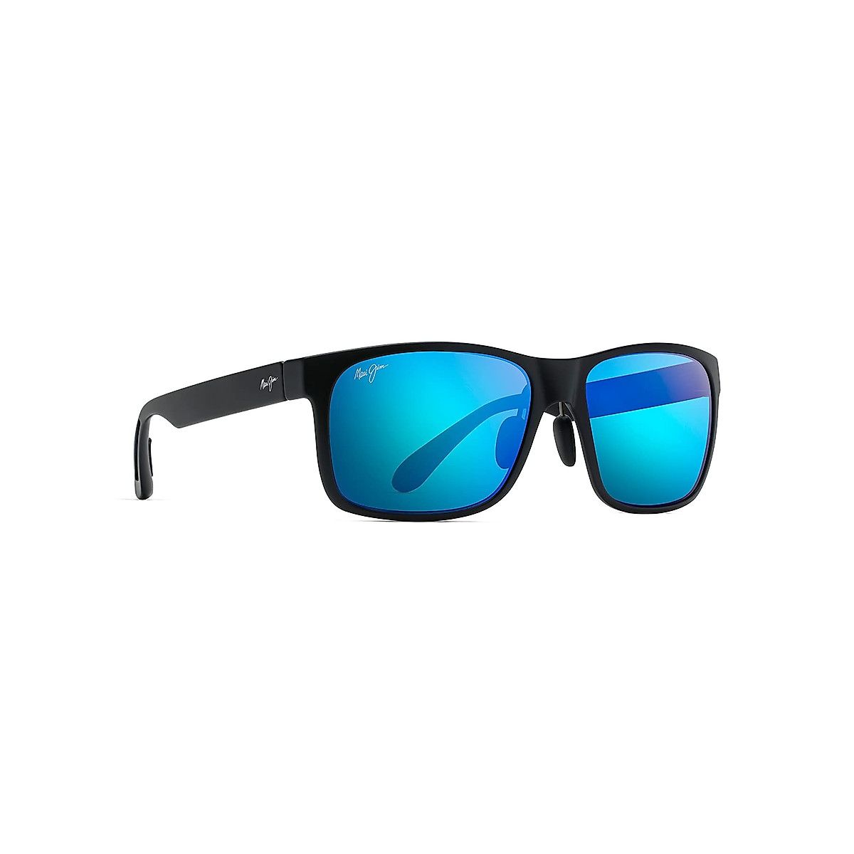 Maui Jim Men's and Women's Red Sands Polarized Rectangular Reading Sunglasses, Matte Black/Blue Hawaii, Large, +2.5