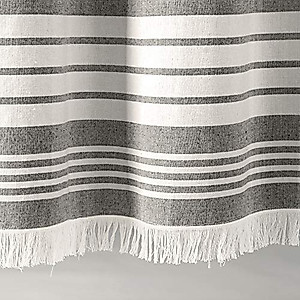 Lush Decor, Gray Nantucket Yarn Dyed Cotton Tassel Fringe Shower Curtain, 72" x 72"