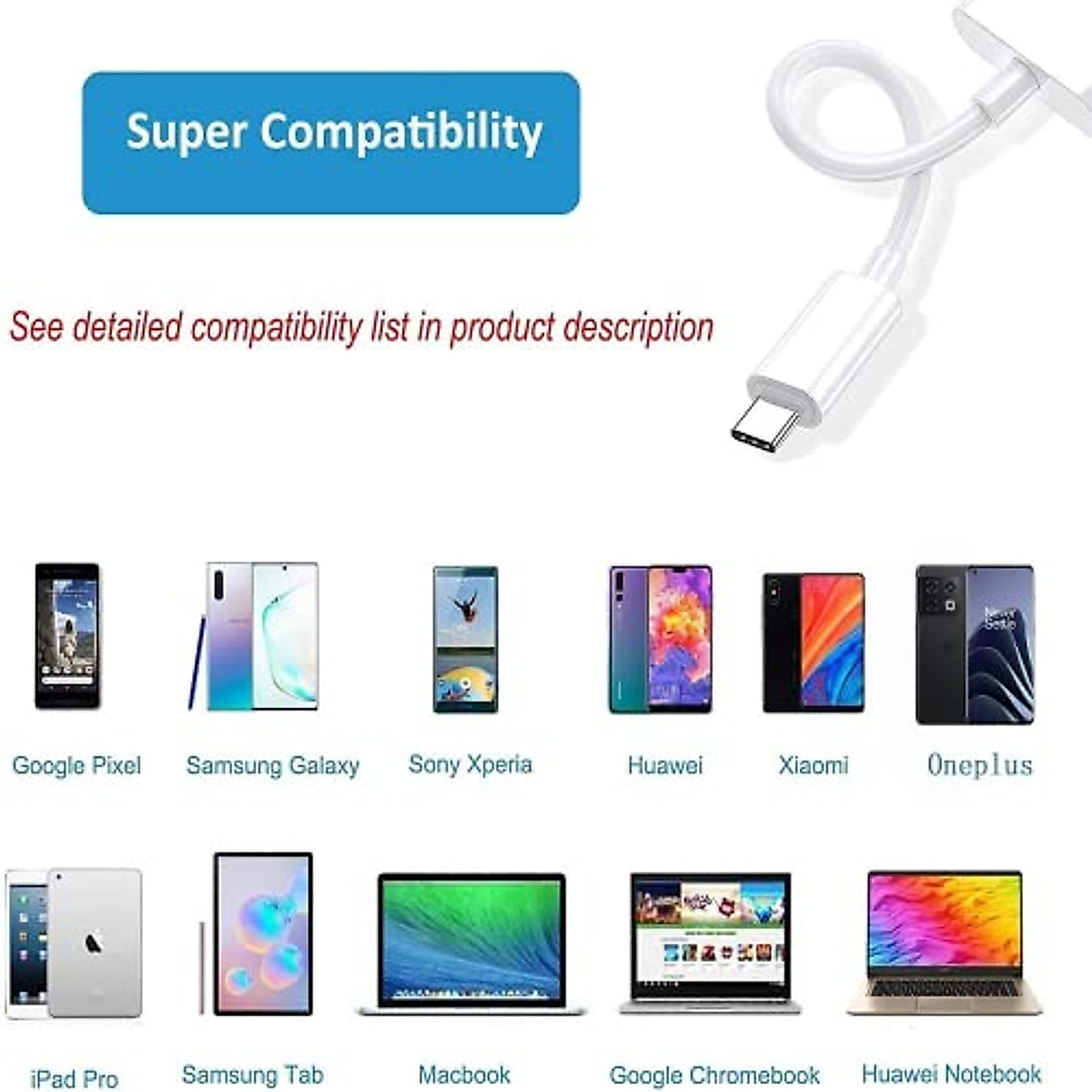 USB C to 3.5mm Headphone and Charger Adapter,2 in 1 USB C to Aux Audio Jack with PD Fast Charging Dongle Cable Cord,Compatible Galaxy S22/S21/S20/S20+ Ultra,Note 20/10,Pixel 6/5/4/3 XL [White]