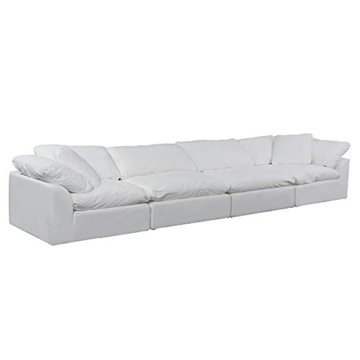Sunset Trading Cloud Puff 4 Piece Modular Performance White Sectional Slipcovered Sofa,