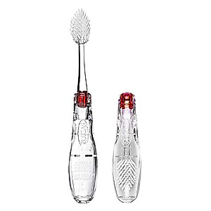 RADIUS Tour Travel Brush & Case With Replaceable Brush Head ADA Accepted Toothbrush Improve Gum Health - Red - Pack of 1