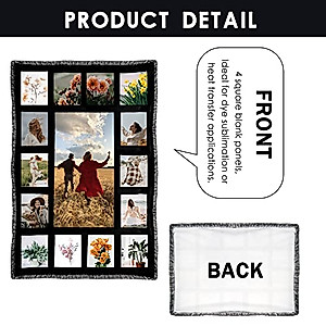 MAIKESUB Sublimation Blank Blanket 53 x 41.3 Inches Custom Personalised Photo 15 Panel Gifts for Family and Friends on Christmas Wedding Mothers Day Father Day