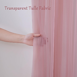 10x10 Dusty Rose Tulle Backdrop Curtains for Parties, Sheer Backdrop Curtain Wedding Photo Backdrop Drapes for Baby Shower Photography Birthday Party
