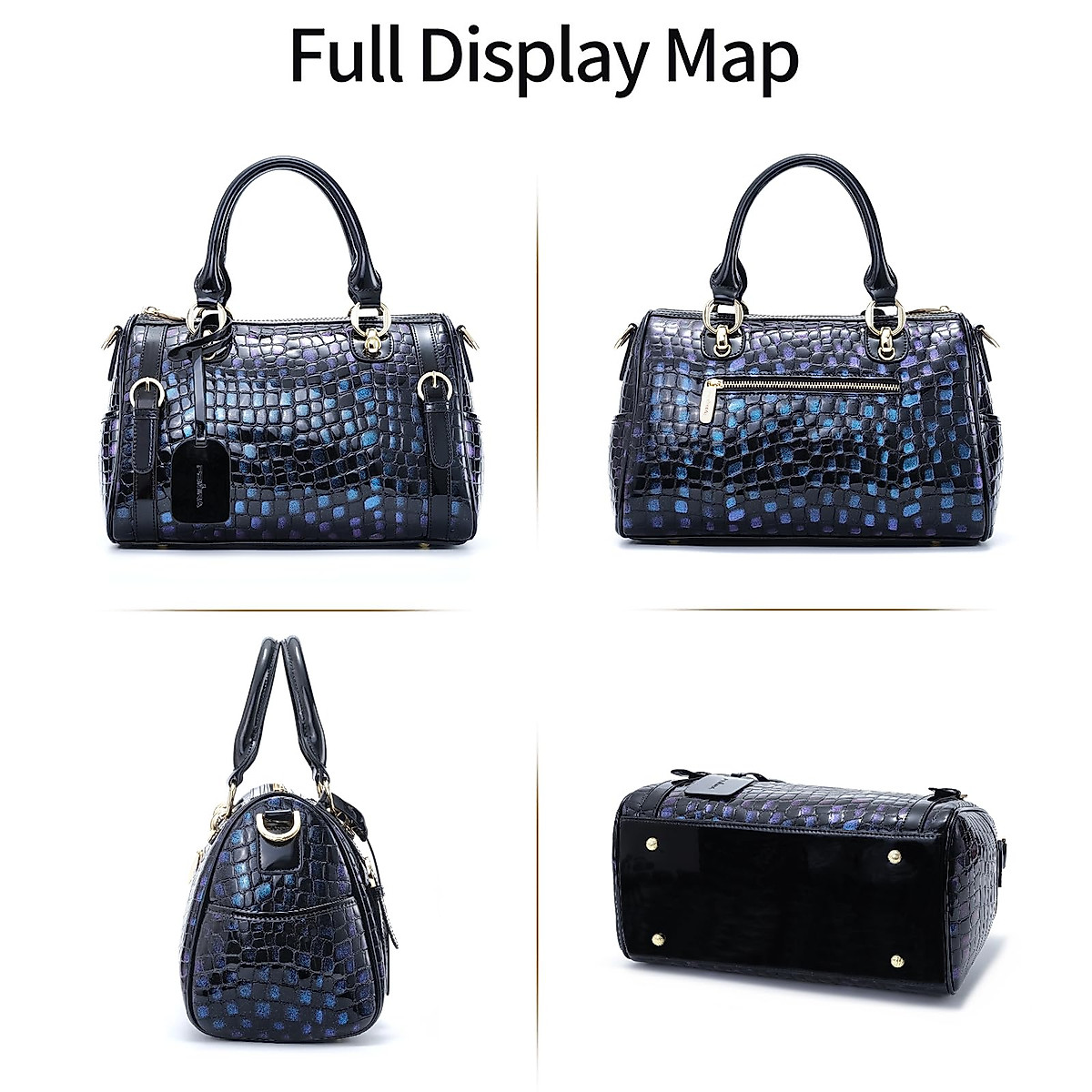 FEIMINA High-End Genuine Leather Shoulder Bag for Women, Stylish Handbag for Ladies, Refined Tote Purse, Crossbody Bag (Blue)