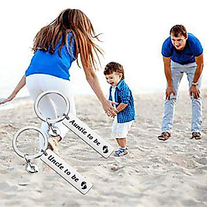 ENSIANTH Pregnancy Announcement Gift New Auntie/Uncle Gift Auntie to Be Uncle to Be First Time Aunt Uncle Gifts with Baby Footprint Charm (Auntie/Uncle to Be)