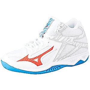 Mizuno Men's Running Volleyball Shoe, Wht Fieryred Frenchblue, 16