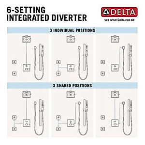 Delta Faucet Modern 6-Setting Integrated Shower Diverter Trim Kit for Delta Shower Systems, Chrome T27967 (Valve Not Included)