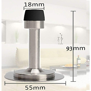 Door Stopper (2 Pack), No Drilling Door Stop 4 Inch with 3M Double Sided Adhesive Tape, Solid Rigid, Heavy Duty Rubber Brushed Satin Nickel Door Stop Doorstop for Wall and Door Protection