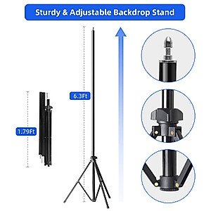 Upgraded Backdrop Stand - PHOPIK 6x9ft Adjustable Photoshoot - Backdrop Stand for Parties - Background Support System Kit for Photography Studio with Clamp, Sand Bag, Carry Bag