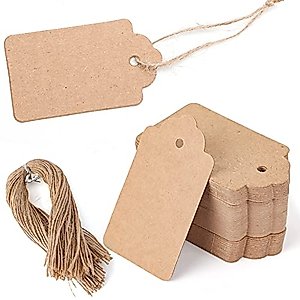 Starrky Brown Kraft Paper Gift Tags, 150PCS Gift Wrap Tags Editable Blank Gift Labels for Christmas Wedding Birthday Thanksgiving Gift