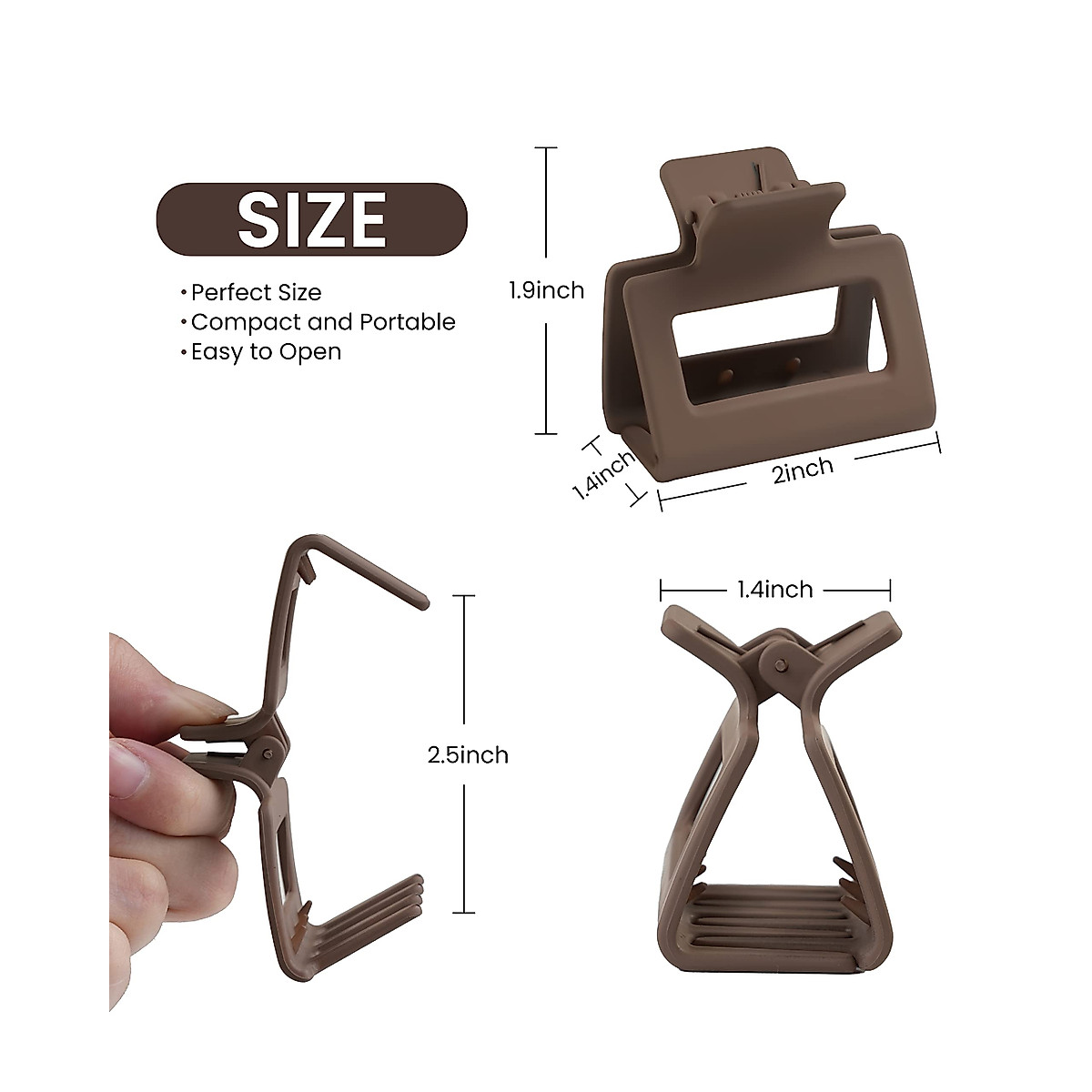 Hair Claw Clips Set - 12 Matte Pieces, Non-Slip Thick and Thin Styles for Thin and Medium Hair, Square Design for Women