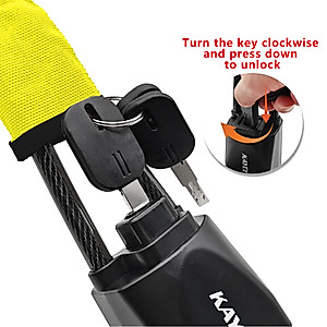KAYCENTOP Car Steering Wheel Lock, Seat Belt Lock, Anti-Theft Device, Max 17 Inch Length, Small and Light-Weight, Multi-Functional, Fit Most Vehicle, SUV, Golf Cart Security (Yellow)